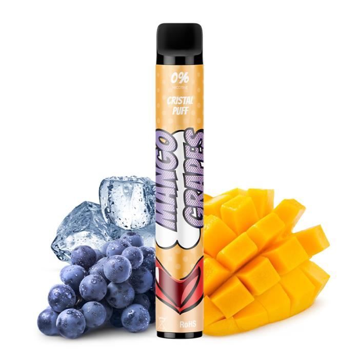 Vape Pen Mango Grapes - Cristal Puff- taux de nicotine : 0 mg ...
