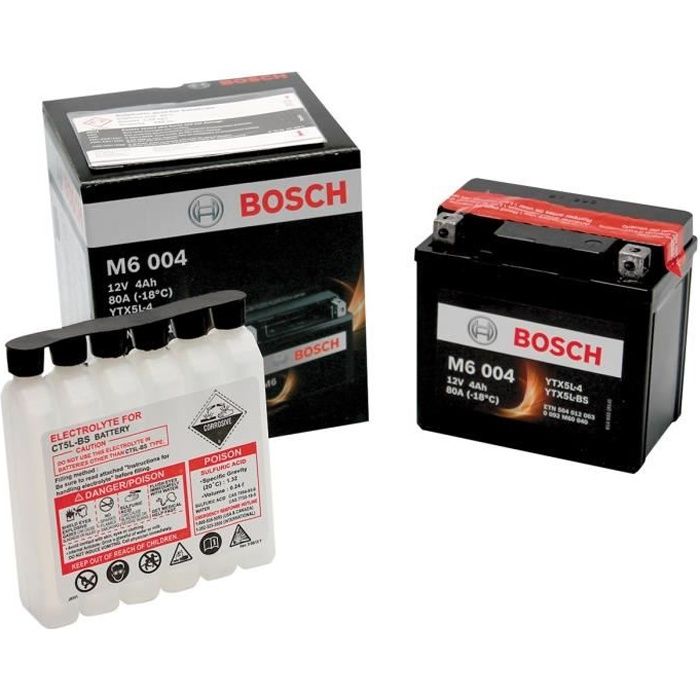 BOSCH M6004 Batterie Moto 12V 4Ah 30A - Cdiscount Auto