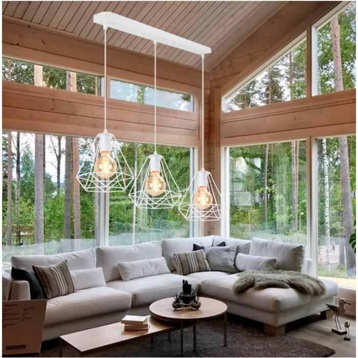 Kawoo 3 Luminaires Lampe Susepnsion en Cage Fer E27 Lustre Retro ...