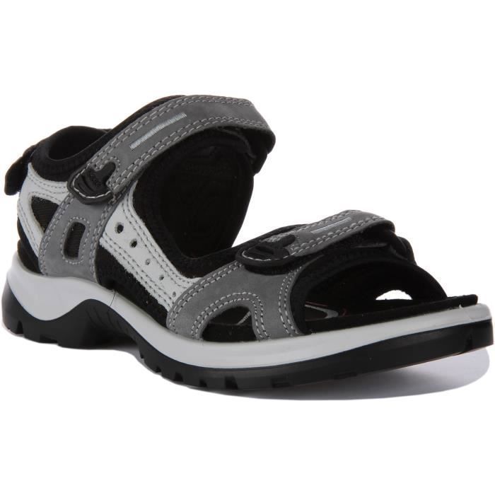 Sandale ECCO Yucatan femme cuir nubuck gris - Semelle Fluidform ...