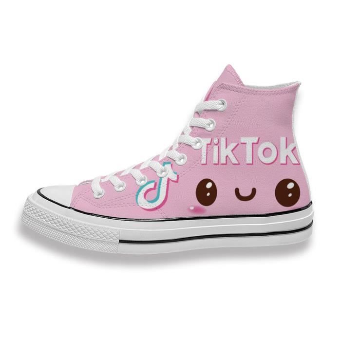 Baskets Tik Tok Cute Pink Impression personnalisée Chaussures de skate ...