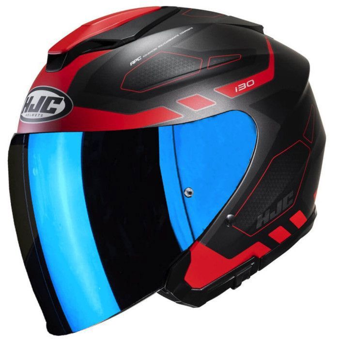 HJC JET i30 ATON AVEC VISIÈRE MIROIR BLEU - Cdiscount Auto