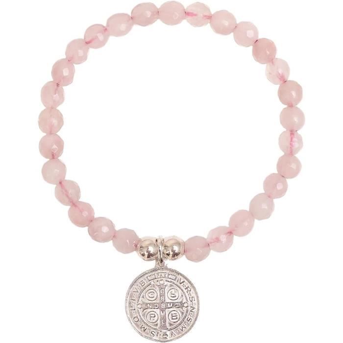 Bracelet Médaille Saint Benoît En Argent Sterling Et Pierres Naturelles ...