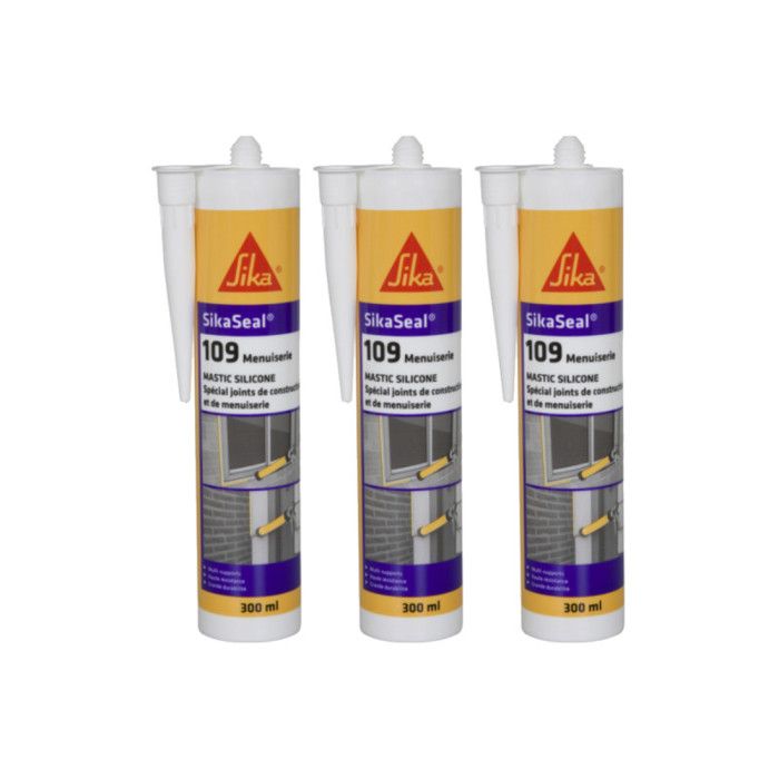Lot de 3 mastic silicone SIKA Sikaseal 109 Menuiserie - Transparent ...