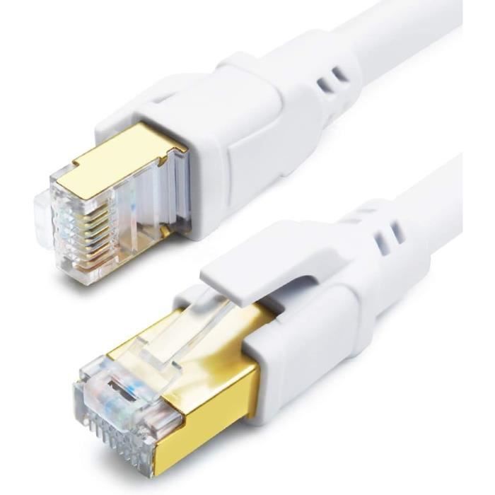 Cable Ethernet CAT 8 de 20 m, haut débit, 40 Gbit-s, 2000 MHz, SFTP ...