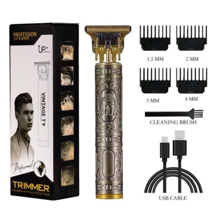 Tondeuse électrique professionnelle T9 pour hommes sans fil pour barbier chauve à 0mm Machine ...