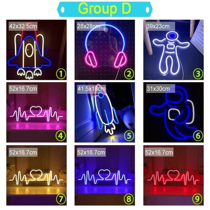 NEON,Group D-NO.3--Panneau lumineux Led au néon en acrylique, alimenté ...