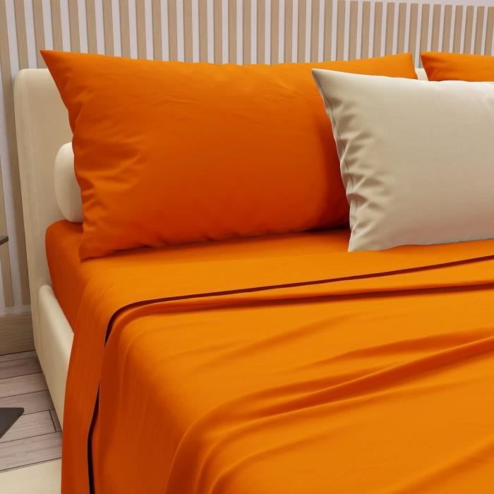 Set De Draps De Lit 100% Coton Set De 3 Pieces 1Pz Drap Housse,1Pz Drap ...