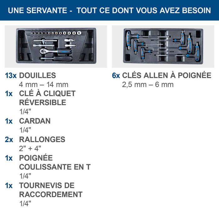 Servante d'atelier outillée SCHEPPACH - TW1100 - 70 pcs (servante ...
