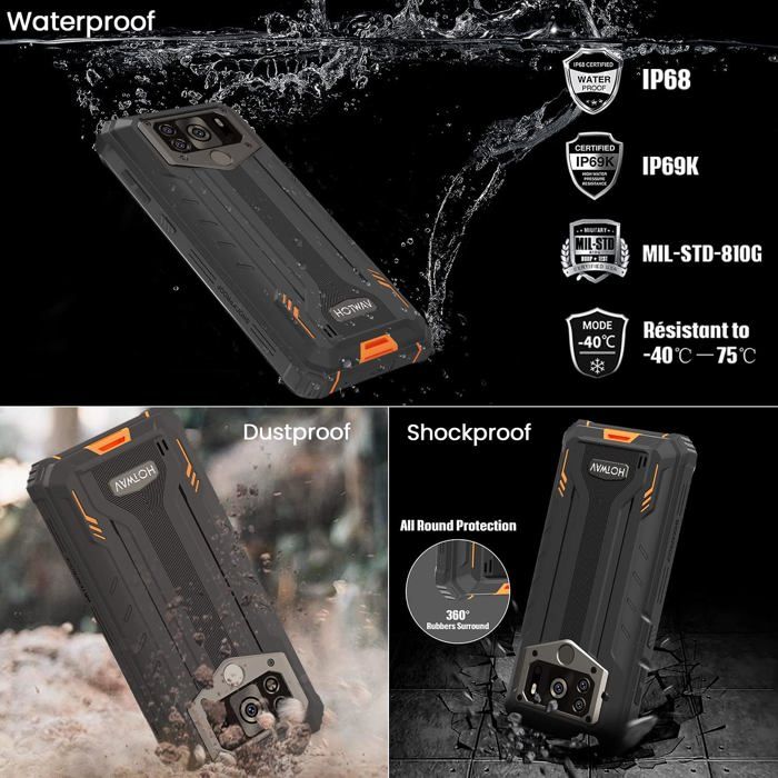Telephone Portable Incassable HOTWAV W10 Pro 15000mAh 6Go+64Go,6.53 ...