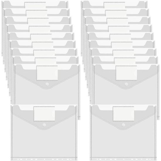 20 Pcs Pochette Plastique A4, Pochette Porte Document Transparents ...