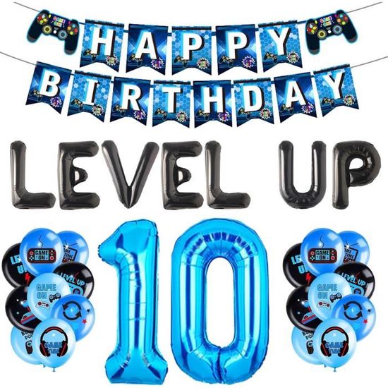 19 Pcs Level Up Décoration D'Anniversaire Jeu Vidéo 10 Décorations D ...