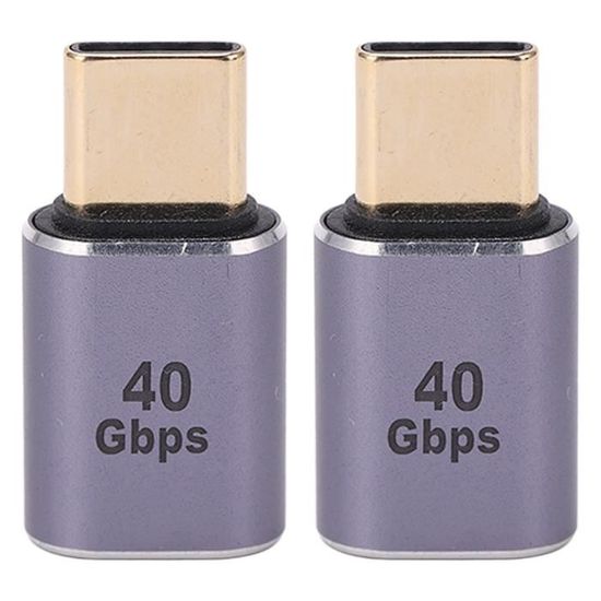 YUI adaptateur USB C mâle vers USB C femelle 2 pièces Mini adaptateur USB C 40Gbps coque en ...