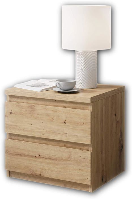 Olli Deux Tiroirs,Aspect Artisanal,Table De Chevet Moderne Avec Espace ...