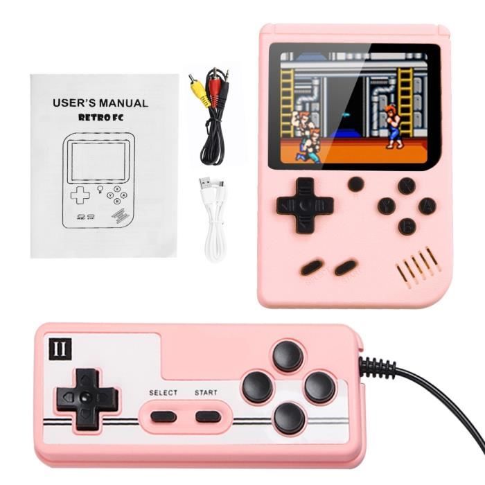 Mini console vidéo rétro portable - Built-in 500 Games - Rose avec ...