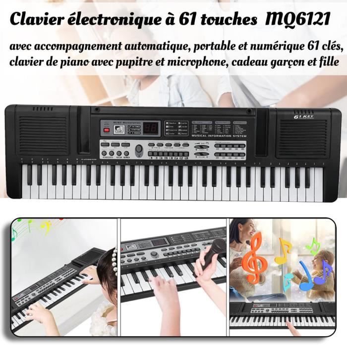 Clavier de Piano 61 Touches Clavier Électronique Numérique MQ-6121 pour Enfants Débutant avec ...