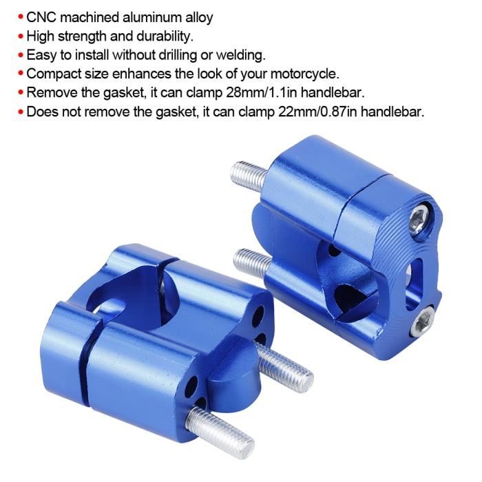 Ashata Riser de guidon Paire 22mm/28mm 1/8in 7/8in Moto Guidon Montage Pinces Riser Adaptateur ...