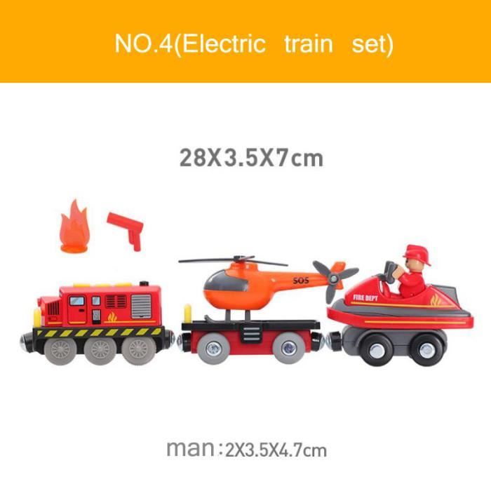 Train de locomotive électrique magnétique en bois pour enfant - Rouge ...