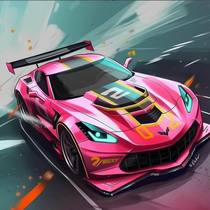 5D Diamond Painting Diy Kits Voiture De Course, Peinture D'Art Éclair ...