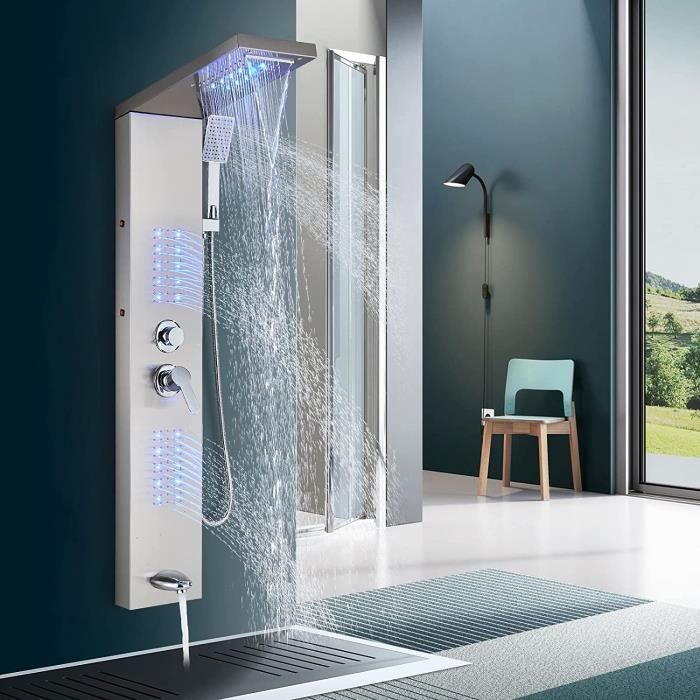 AJW-Colonne de douche hydromassante 5 fonctions en Acier Inoxydable ...