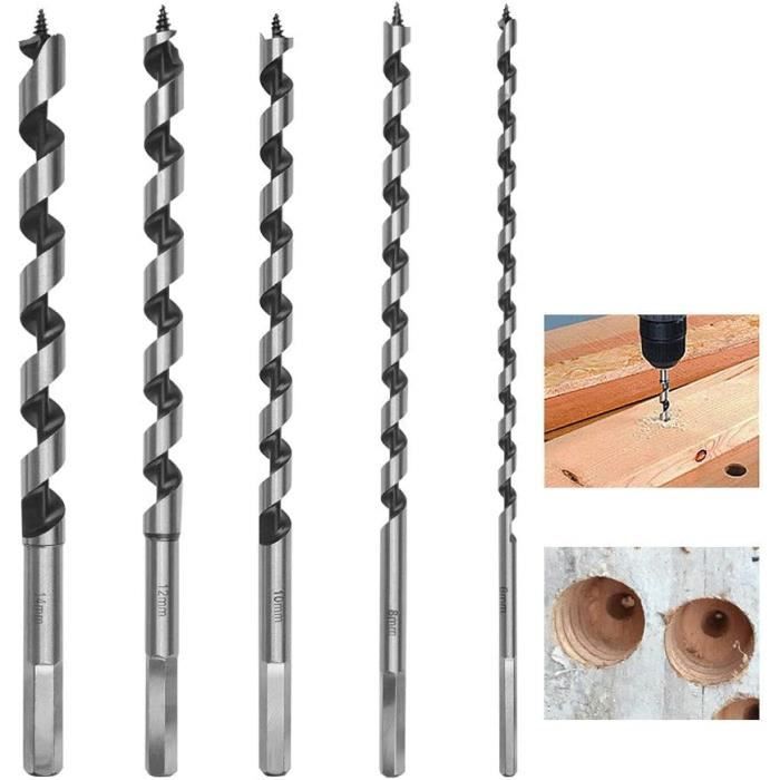 5 Pièce Hexagonal Foret À Mèche À Bois 230mm Foret À Bois Set en Acier ...