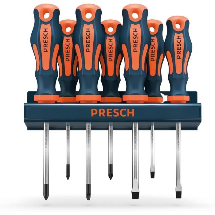 Jeu De 7 Tournevis Professionnels - Set De Tournevis Avec Têtes Plates ...