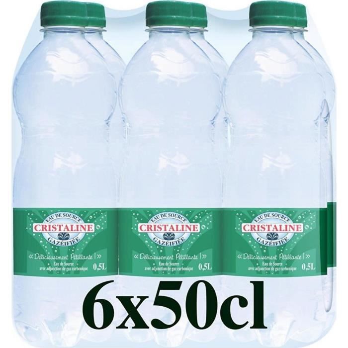 Cristaline Eau de source gazeuse 6 x 50 cl - Cdiscount Au quotidien