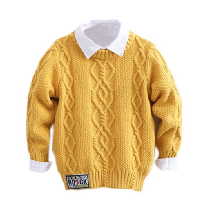Pull Enfant Garçon Sweater en Coton Beige Jaune Jaune Jaune - Cdiscount ...
