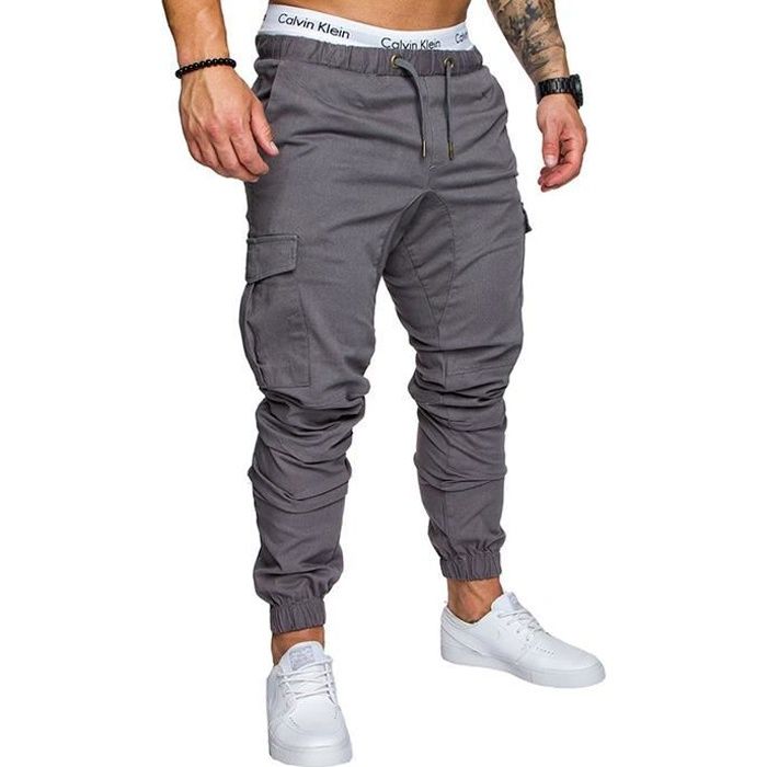Pantalon de jogging cargo pour hommes Funmoon - Automne Hip Hop Harem Joggers - Gris clair Gris ...
