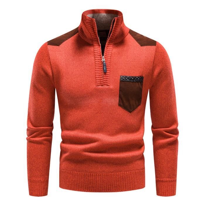 Pull Homme en Tricot Col à Fermeture Éclair Chaud Polaire Automne Hiver ...