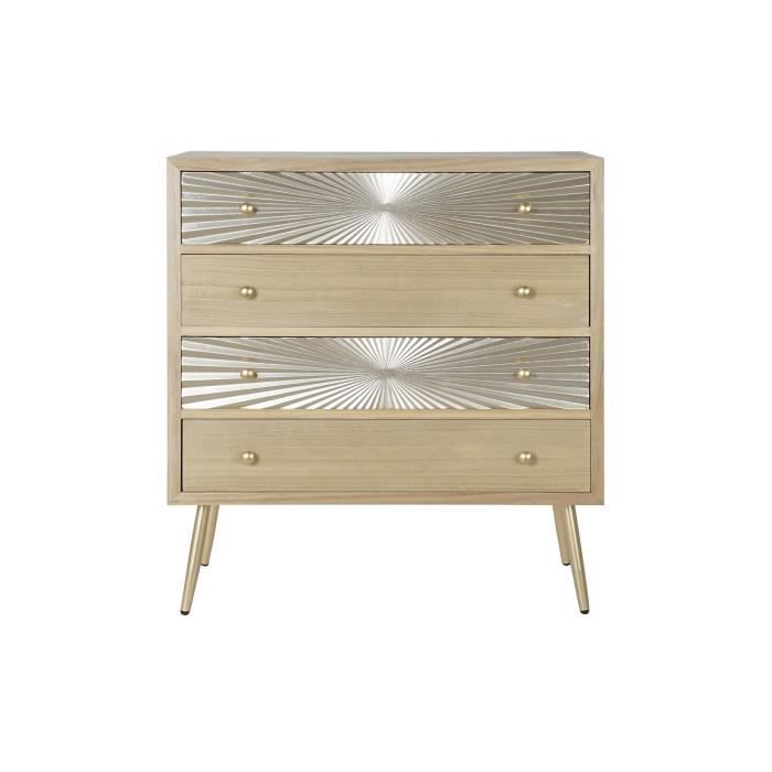 Commode en bois sapin et pied en métal avec 4 tiroirs - Largeur 80 x ...