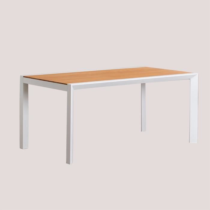SKLUM Table de jardin en bois et aluminium Archer Blanc 160x90 cm ...