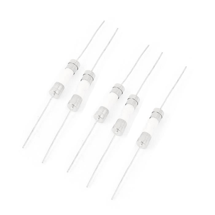 SOURCING MAP 250V 5A 5mm x 20mm Temps-retard Coup Lent Axial Fil Céramique Fusible 5Pcs ...
