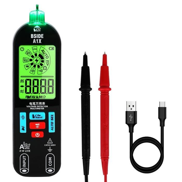 Multimetre Numerique, Mini Testeur Electrique Rechargeable Avec Lcd ...