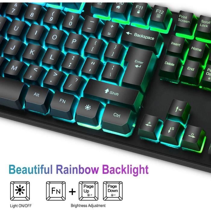 Ensemble Clavier Et Souris Gamer, Led Rgb Rétroéclairage Filaire Usb ...