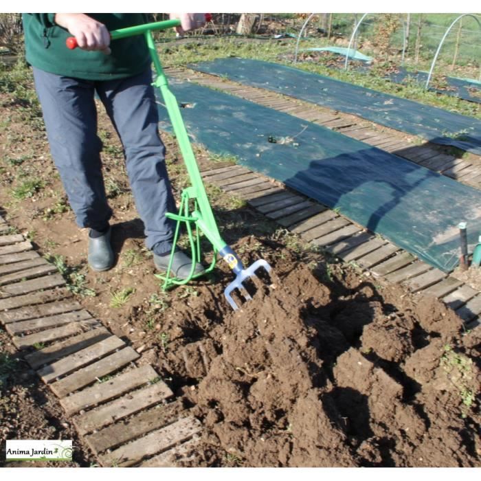 Fourche à bêcher automatique, sans efforts, retourne la terre, confort pour le dos, achat ...