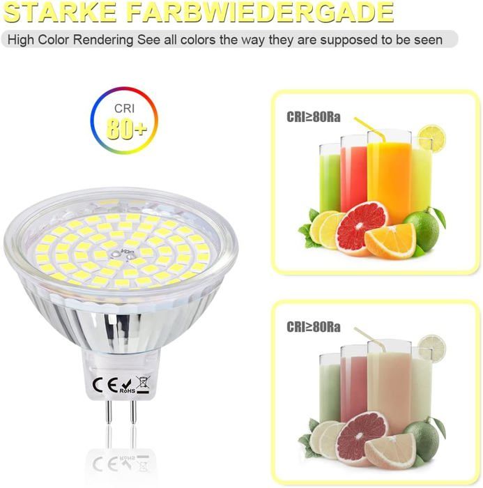 MR16 LED Lampes 5W 380 Lumen 6000K LED Spot GU5.3 Blanc Froid Equivalente à Halogène 50W 60 * ...