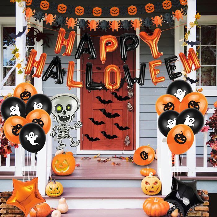 Halloween Decoration Kit Halloween Decoration Ballons Happy Halloween Banner Halloween Guirlande Bannier Deco Halloween De Z1718 Cdiscount Maison