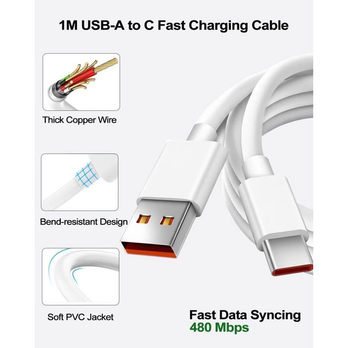 Chargeur Usb C 120W, Rapide Turbo Hyper Charge Chargeur Avec Câble Usb ...