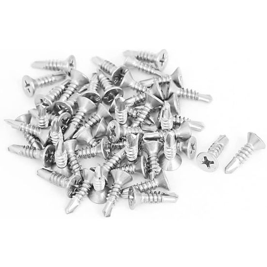 50pcs Vis Autotaraudeuse À Tête Fraisée Cruciforme Autoperceuse Autoforeuse M4.2 X 16 Mm ...