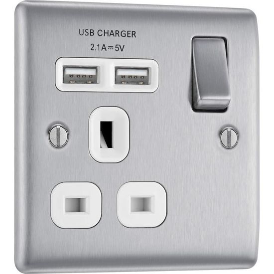 Bg Prise Électrique À Commutation Unique Avec Ports De Charge Usb, 13 A ...
