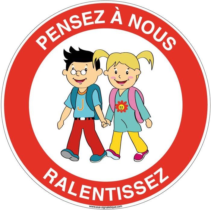 Panneau De Signalisation Circulaire en PVC 1.5 mm (Ø 240 mm, Pensez à Nous - Ralentissez).[Z264 ...