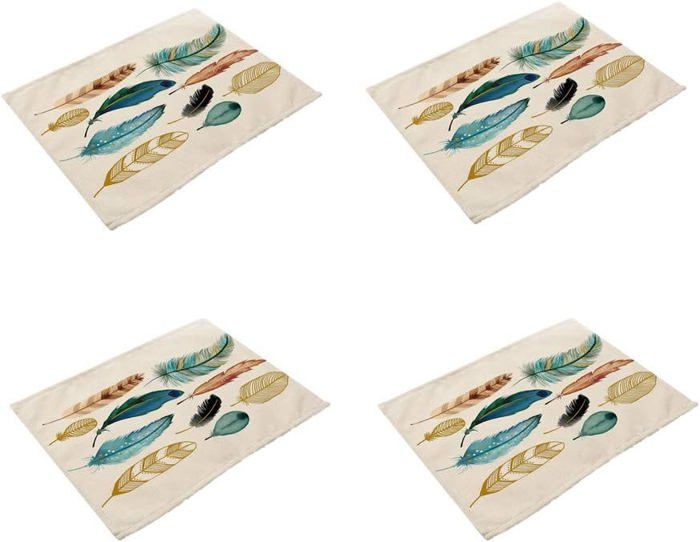 Set De Table Set De Table Bleu Canard Set De Table Rotin Imprim Plume ...