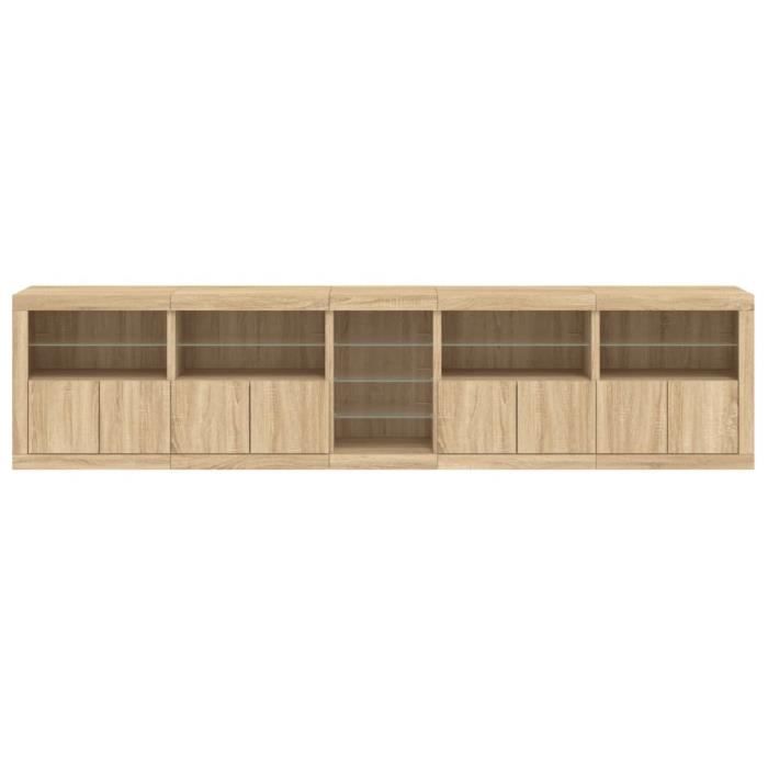 Atyhao Buffet avec lumières LED chêne sonoma 283x37x67 cm AB3209025 ...