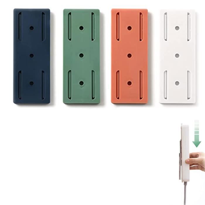4 PCS Support de Douille Adhésif Sans Poinçon, Support Mural Multiprise ...