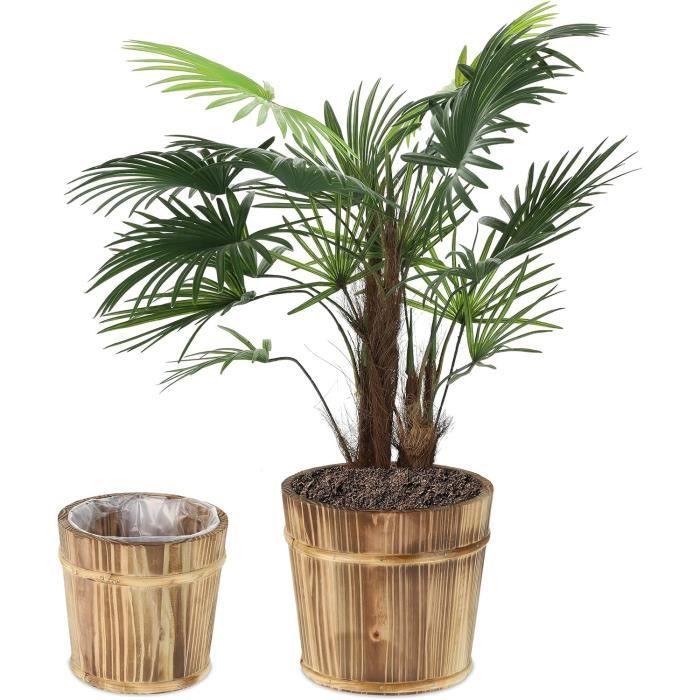 Pot De Fleurs En Bois, Lot De 2 Différentes Tailles, Ø 24 Et 19 Cm ...