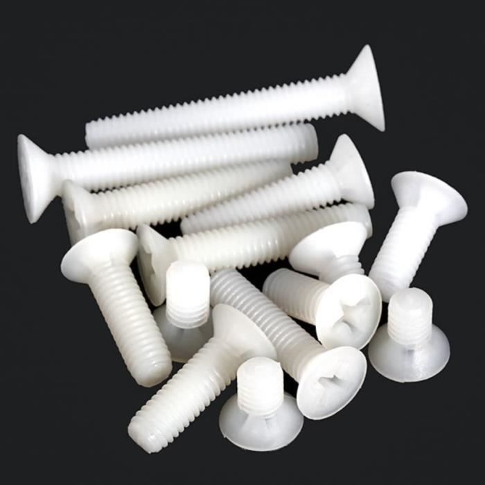 Vis En Plastique, Vis À Tête Fraisée Croisé En Nylon, Blanc, M8*20 Mm ...