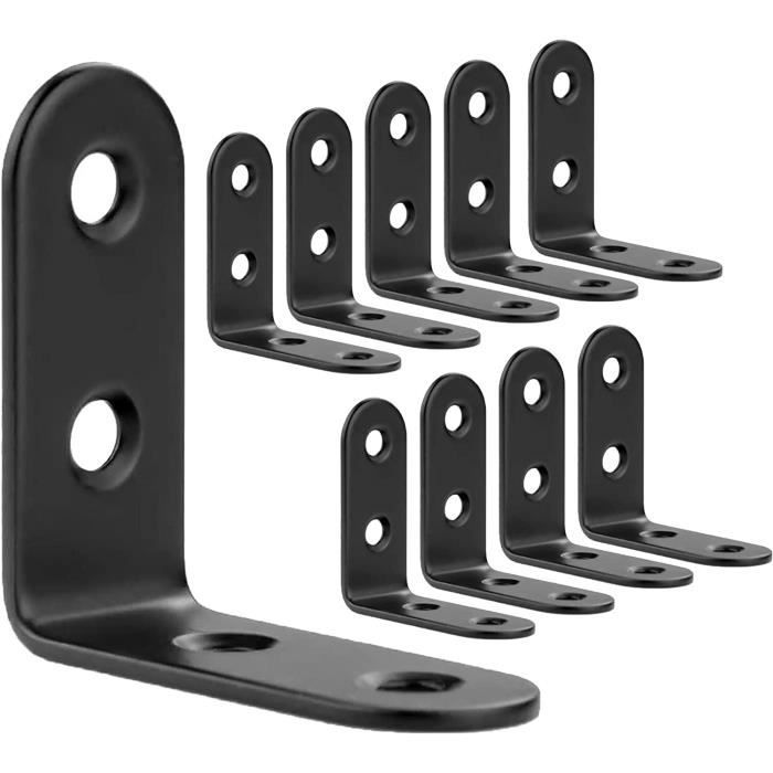 50pcs Équerre de Fixation Noir Inox 40x40mm, Equerre Metal Renforts d ...