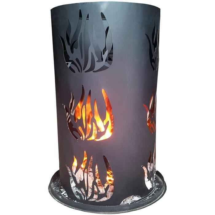 Cheminée de terrasse en métal avec grille et tisonnier Hauteur 60 cm ...