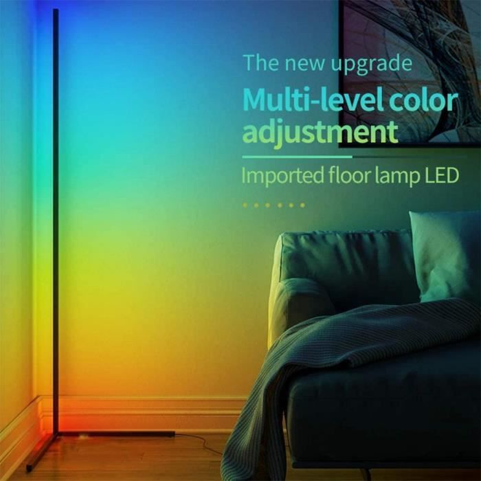 Lampadaire LED Salon RGB à Intensité Variable Lampadaire sur Pied d'angle Lampe d'intérieur ...